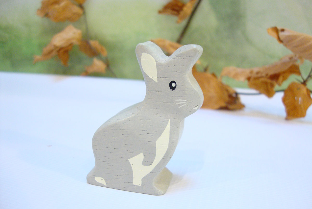 Little wooden woodland animal - grey rabbit – Cottontails Baby